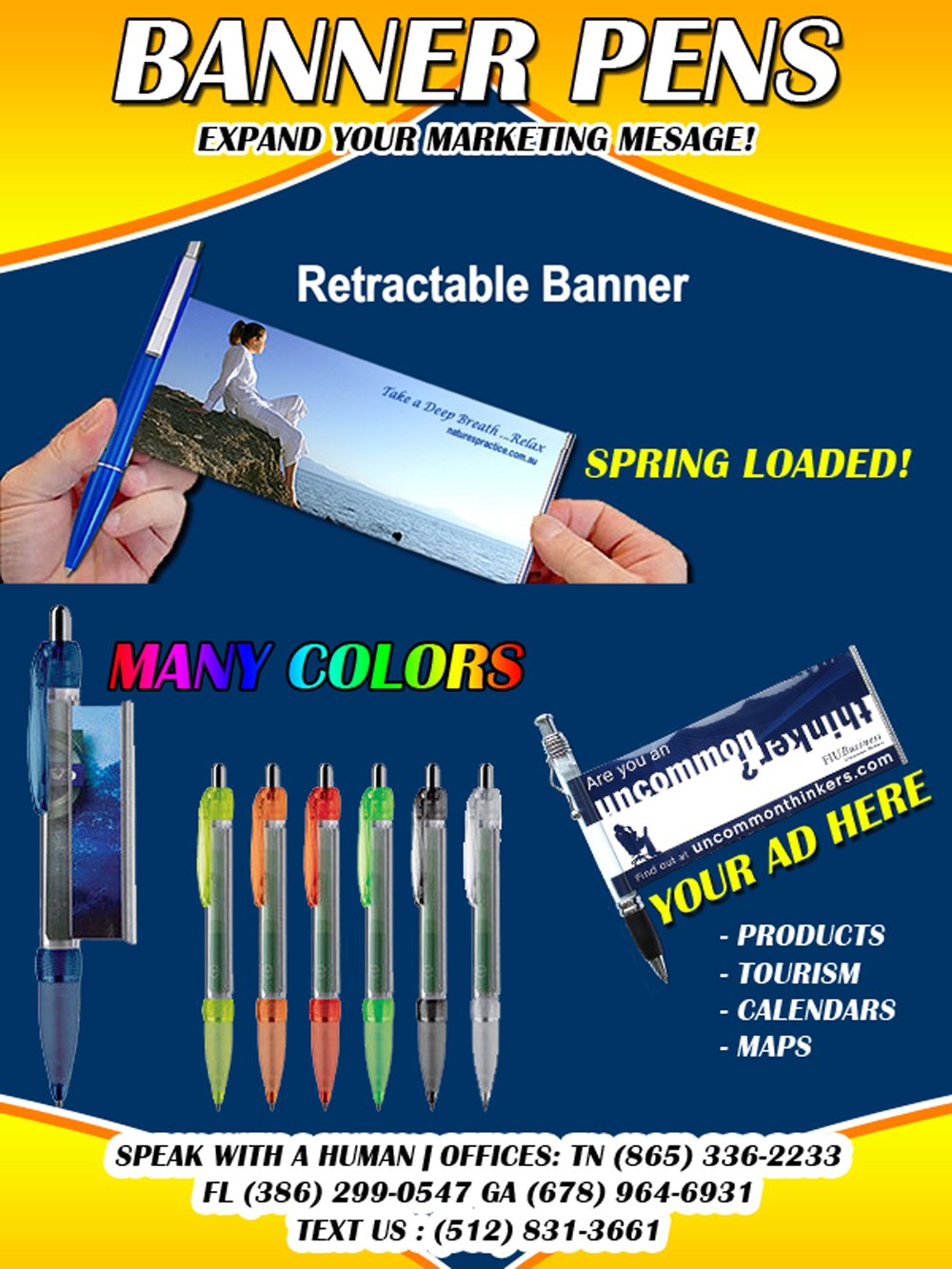 Scroll Roll Out printed Retractable Scrollable Banner Pen